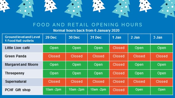 Festive season opening hours