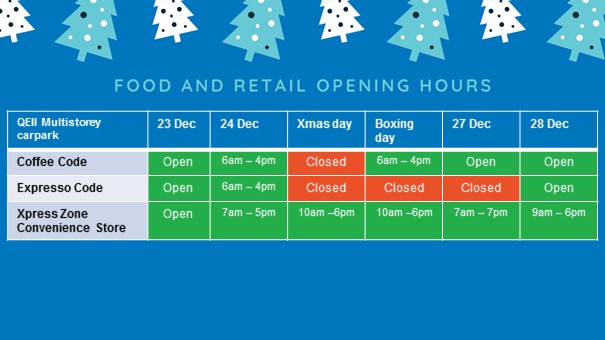 Festive season opening hours